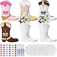 Amazon.com: Affrolling 6 Set Cowboy Boot Vase Ceramics to Paint Ready ...