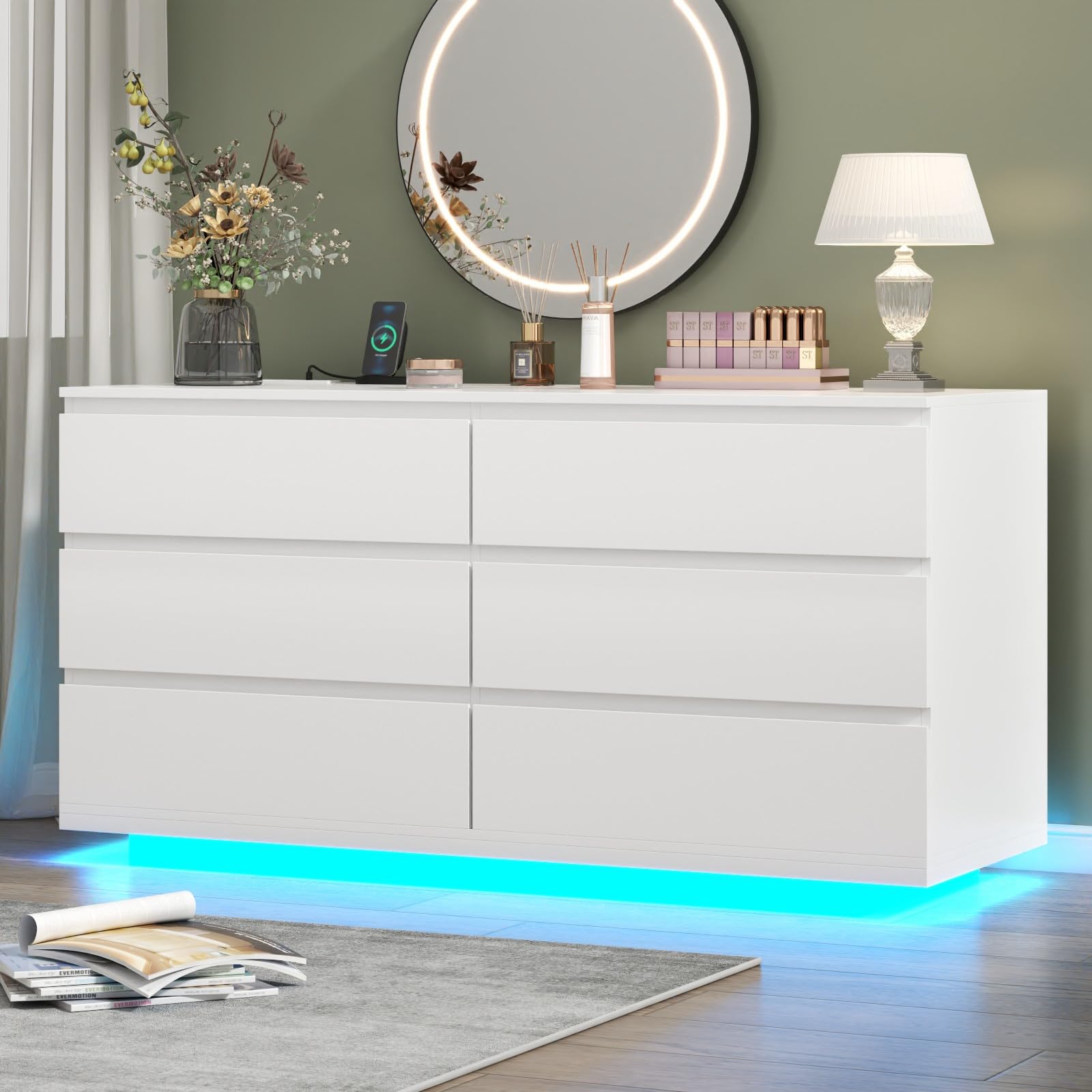Modern Chest Of Drawers With Charging Station & LED Lights – Modern ...