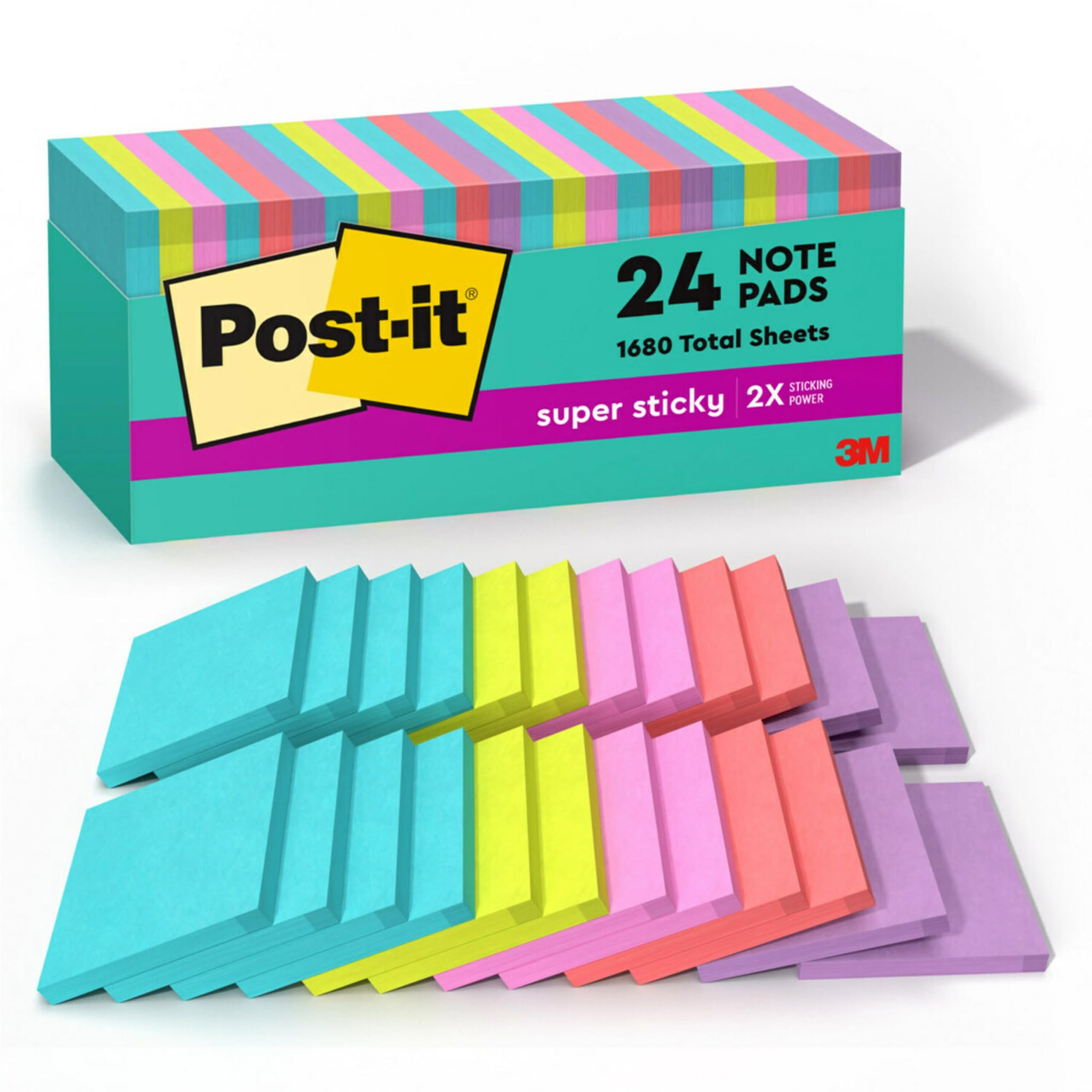 Mua Super Sticky Notes, 3x3 in, 24 Pads, 2x the Sticking Power ...