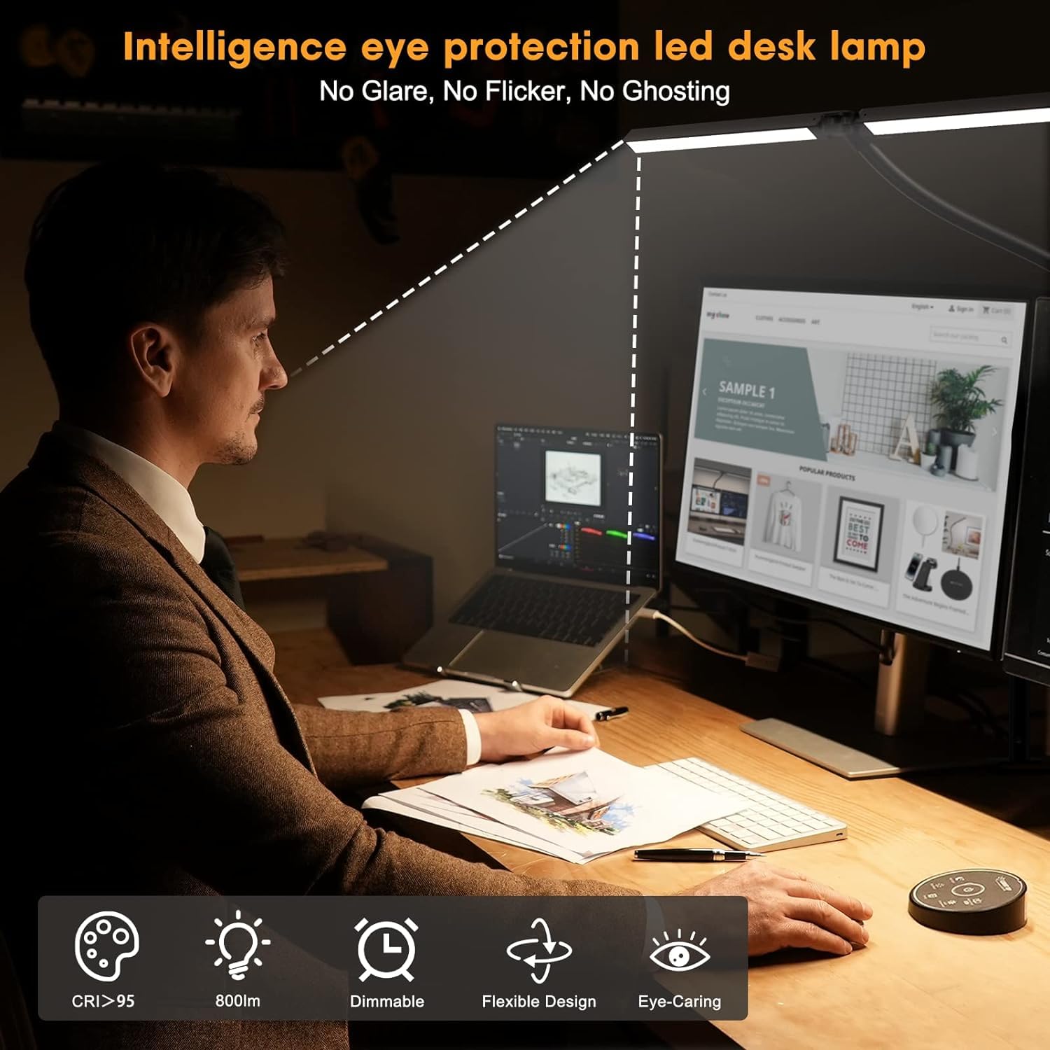 Mua Led Desk Lamp for Office Home - Eye Caring Architect lamp with ...