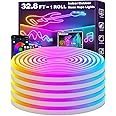 Amazon.com: 32.8Ft Neon Rope Lights,Flexible Led Rope Lights Control ...
