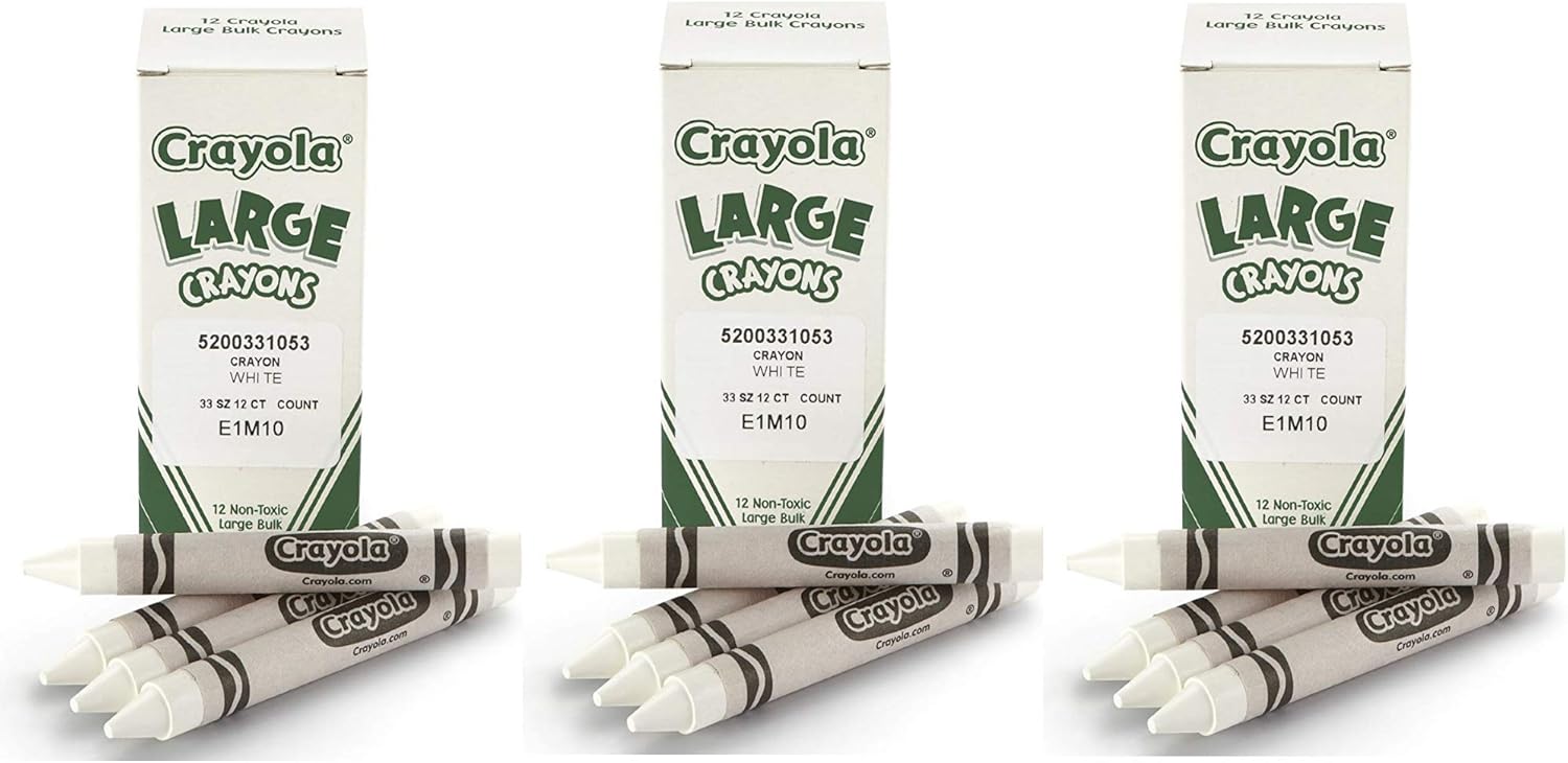 Amazon.com: Crayola Bulk Crayons Large Size, White - Pack of 12, 3 PACK ...