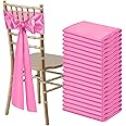 Amazon.com: Bouiexye 50 PCS Pink Satin Chair Sashes Bows Universal ...