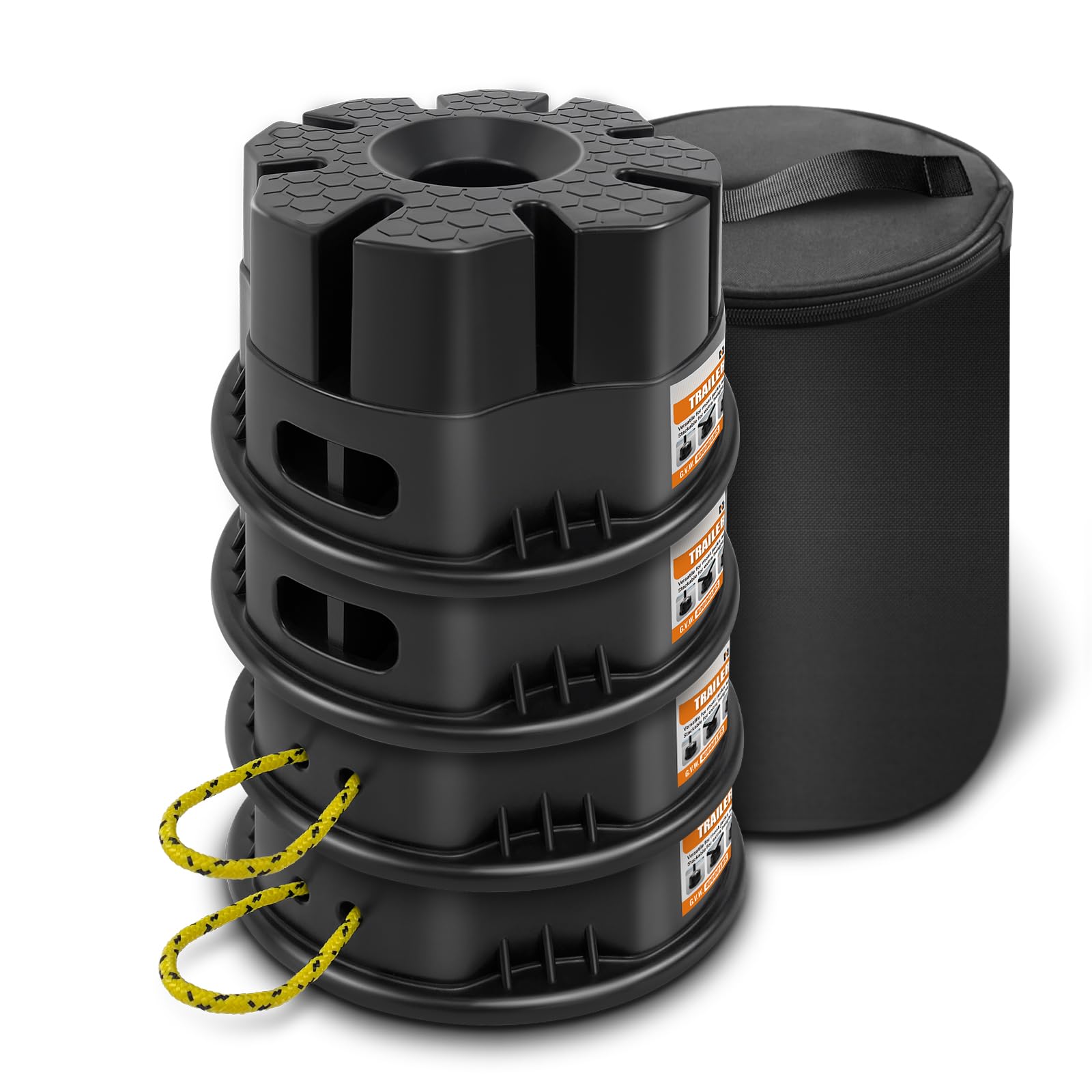 HOXWELL 4PCS 6''H RV Trailer Jack Block with Bag, Camper Stabilizer ...