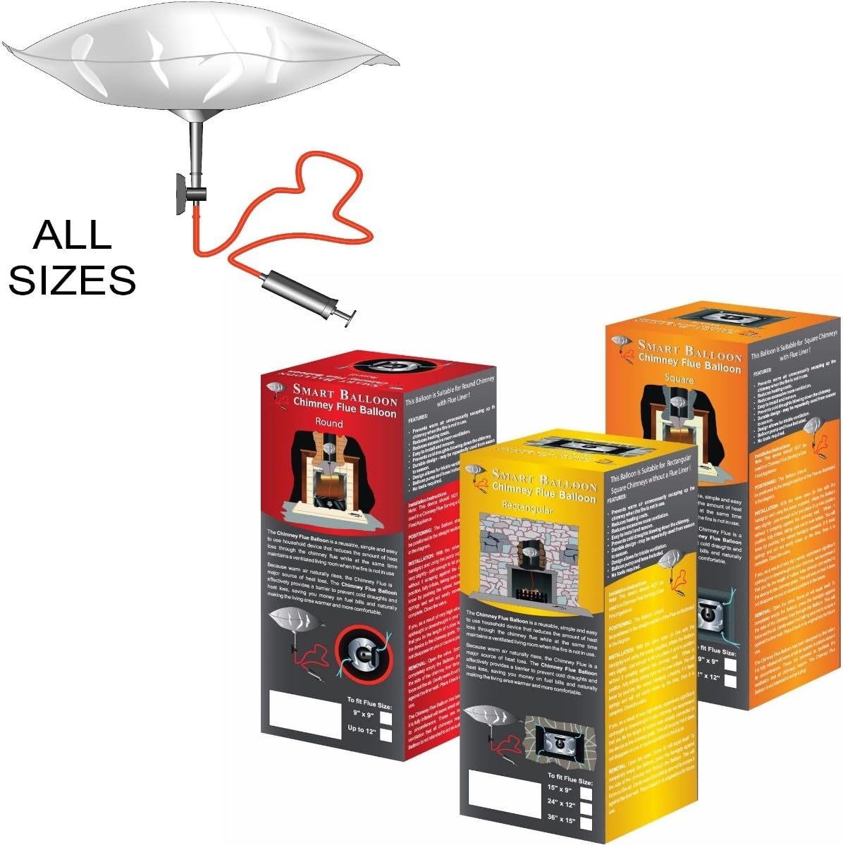 SB2 : Chimney Flue Balloon - Draught Excluder Balloon for Chimney/Flue ...
