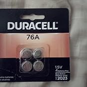 Amazon.com: Duracell – 76A 1.5V Silver Oxide Button Battery – long ...
