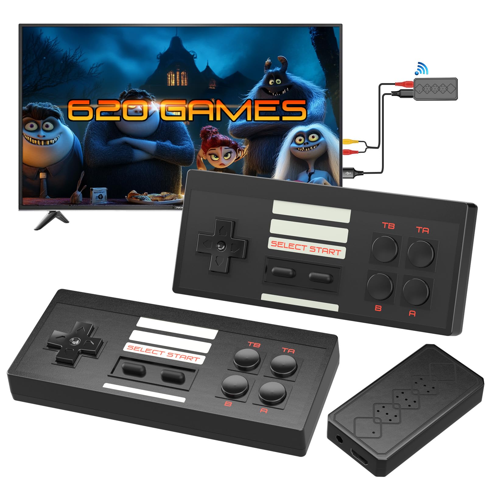 Huunad Handheld Game Consoles with Retro 620 Classic FC Games, AV Cable ...