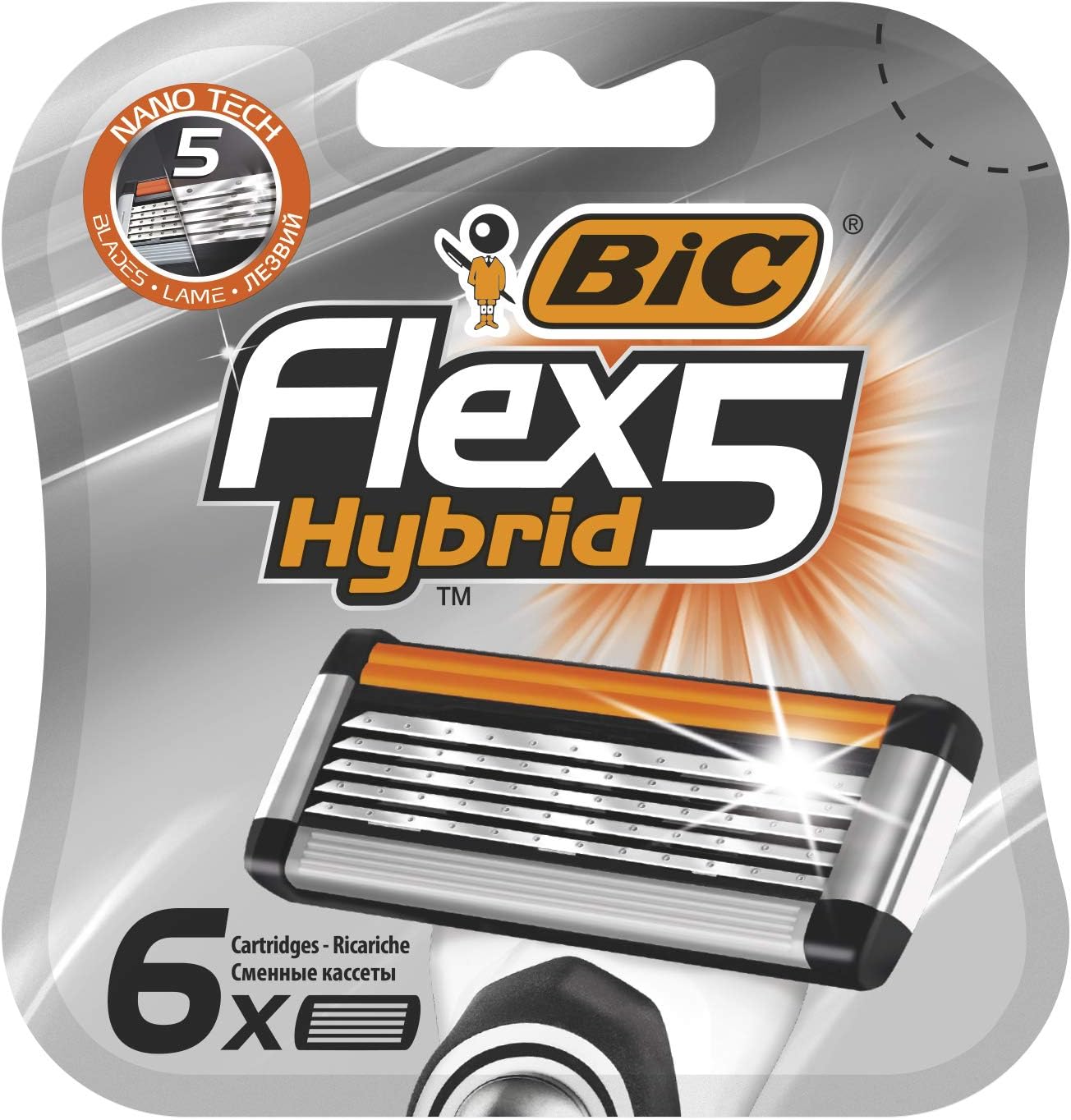 BIC Flex5 Hybrid Men’s Razor Kit – 1 Handle and 4 Blades + 6 Pack ...