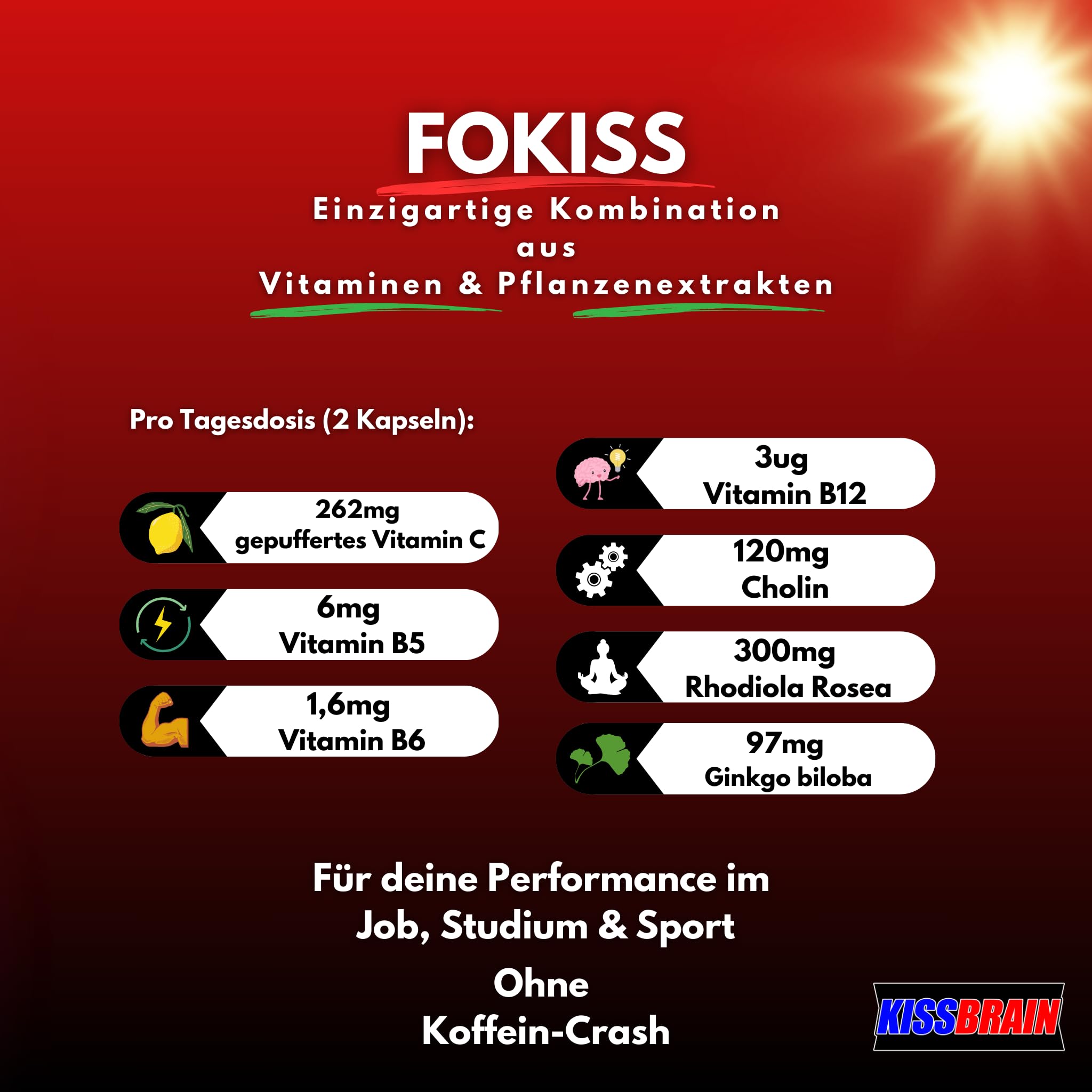 Mua KISSBRAIN® FOKISS - Natürlicher Komplex für Fokus, Konzentration ...