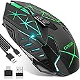 Amazon.com: CHONCHOW Rechargeable Wireless Gaming Mouse, Colorful LED ...