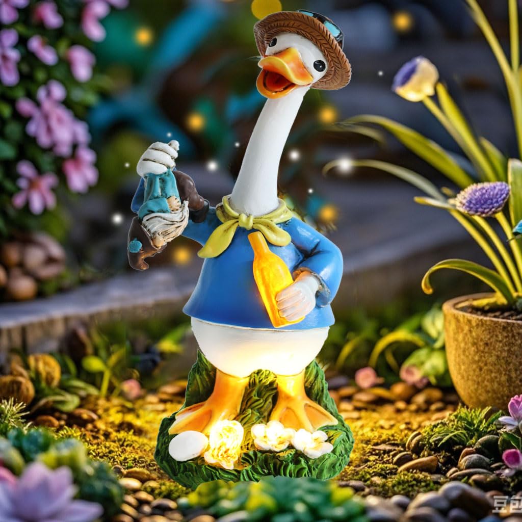 Foreby Garden Goose Statue Outdoor Decor, Funny Drunk Gnome Catched by ...