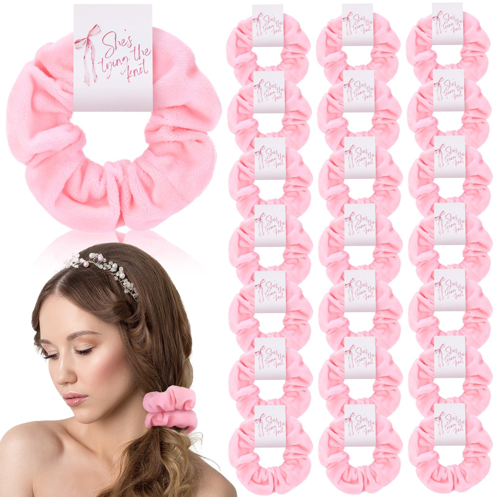 24 Pcs Bridal Shower Scrunchies Favors Bulk She's Tying The Knot for ...