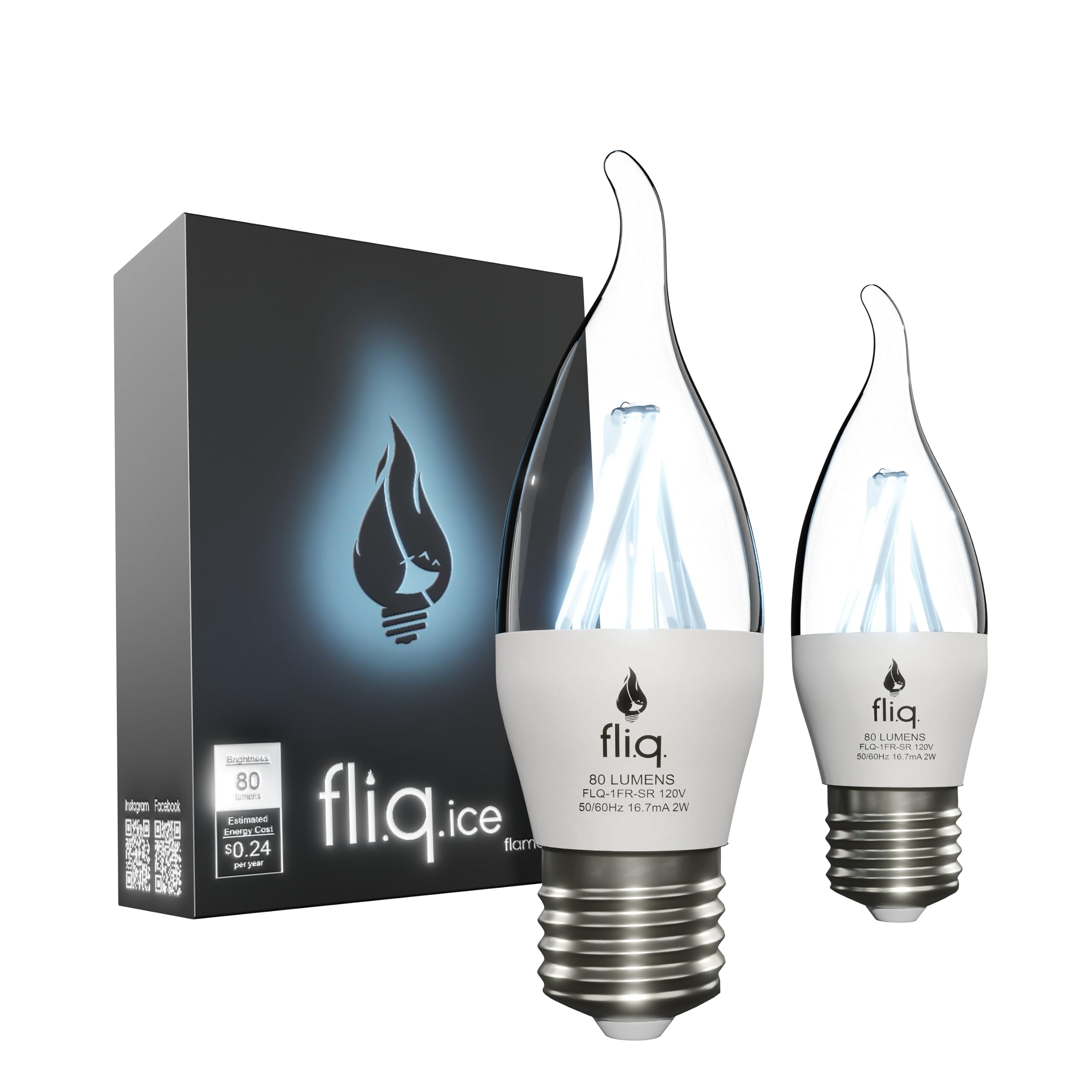 Fliq Ice | LED Flame Light Bulb | 2 Pack | 2W | 4 Modes | Flickering ...