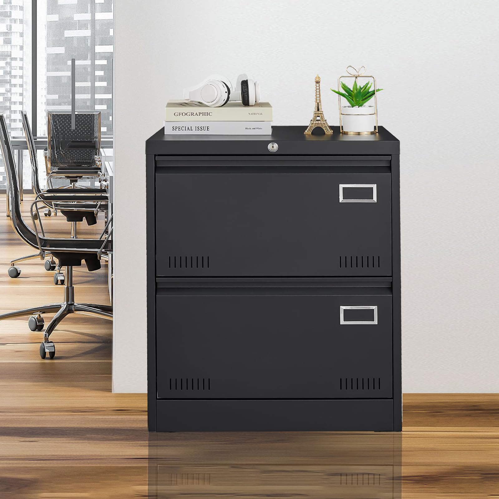 AOPNOMU Contemporary Filing Cabinet, Lockable Office Drawer, Fireproof ...