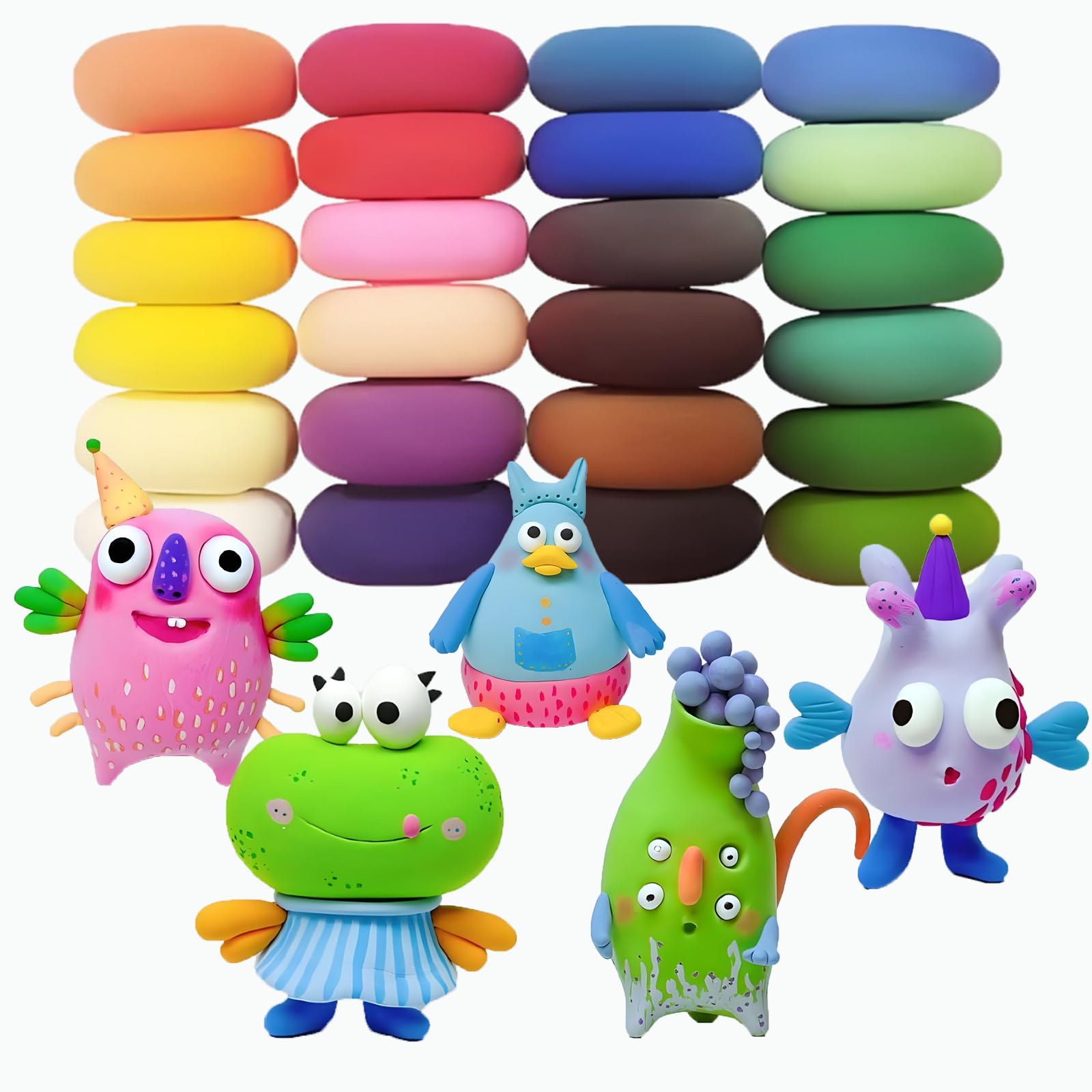 PRTCRZ Air Dry Clay 24 Colors, Modeling Clay for Kids,Model Magic Clay, Molding Clay DIY Starter ...
