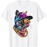 Amazon.com: Cool Hip Hop Cat Urban Streetwear B-Boy Graffiti T-Shirt ...
