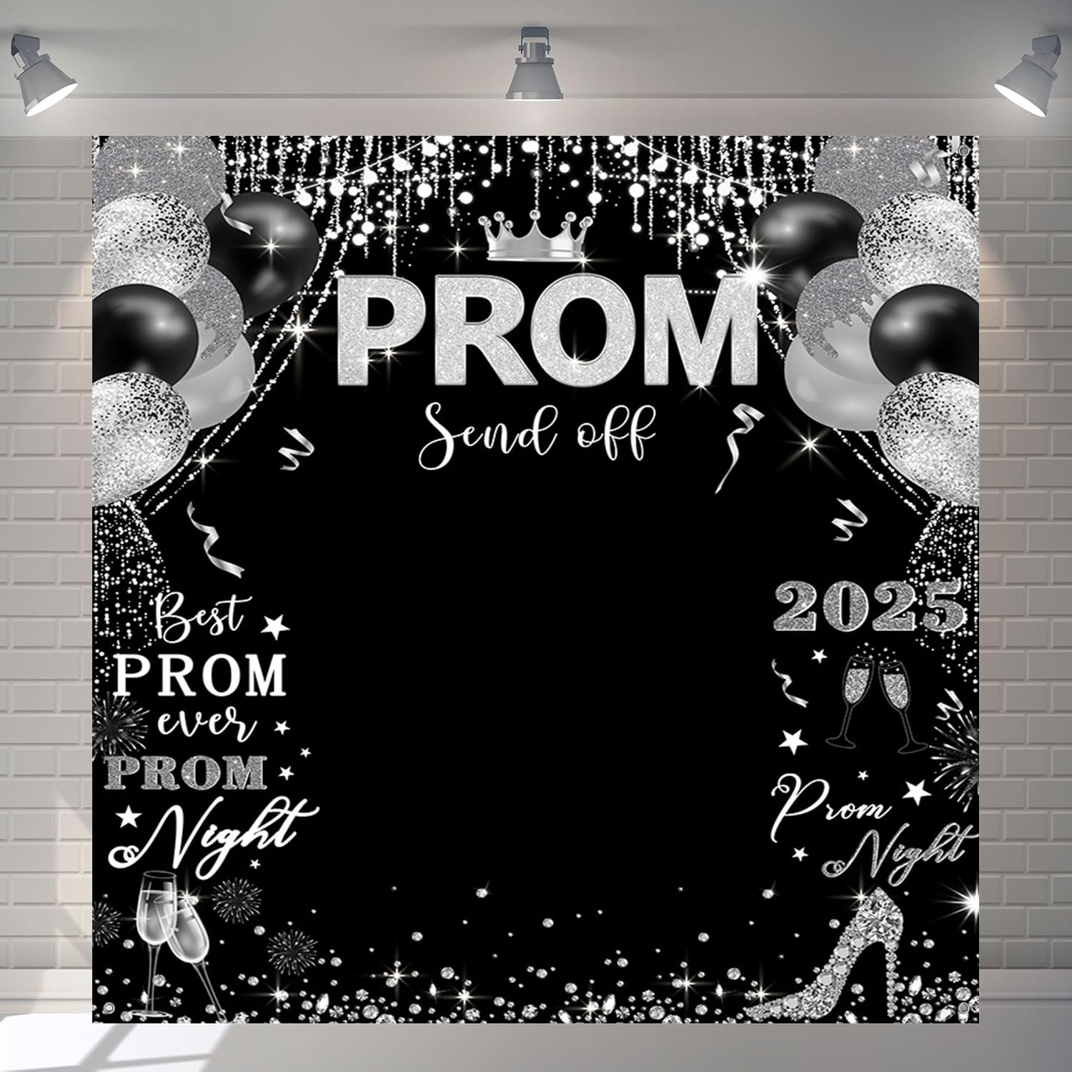 AIBIIN Prom 2025 Graduations Backdrop Congrats Grad Banner Black Sliver ...