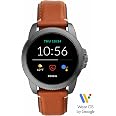Amazon.com: Fossil 44mm Gen 5E Stainless Steel and Leather Touchscreen ...