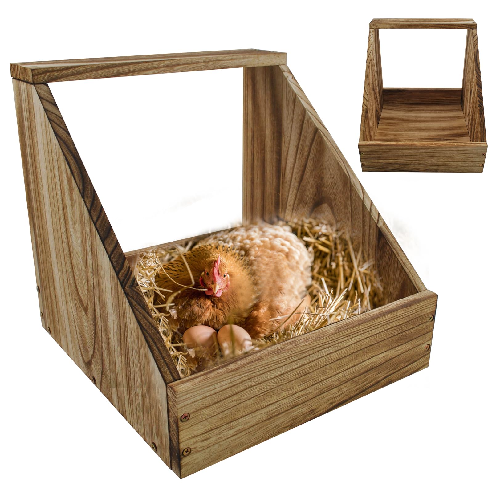 kathson Chicken Nesting Box with Perch,Wood Chickens Coop Nesting Boxes ...