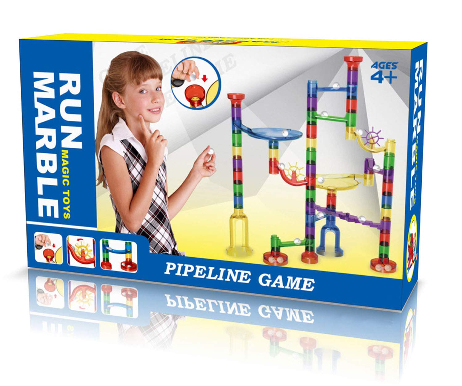 Emopeak Giant Marble Runs Toy Track Super Set Game - 122 Piece (90 ...