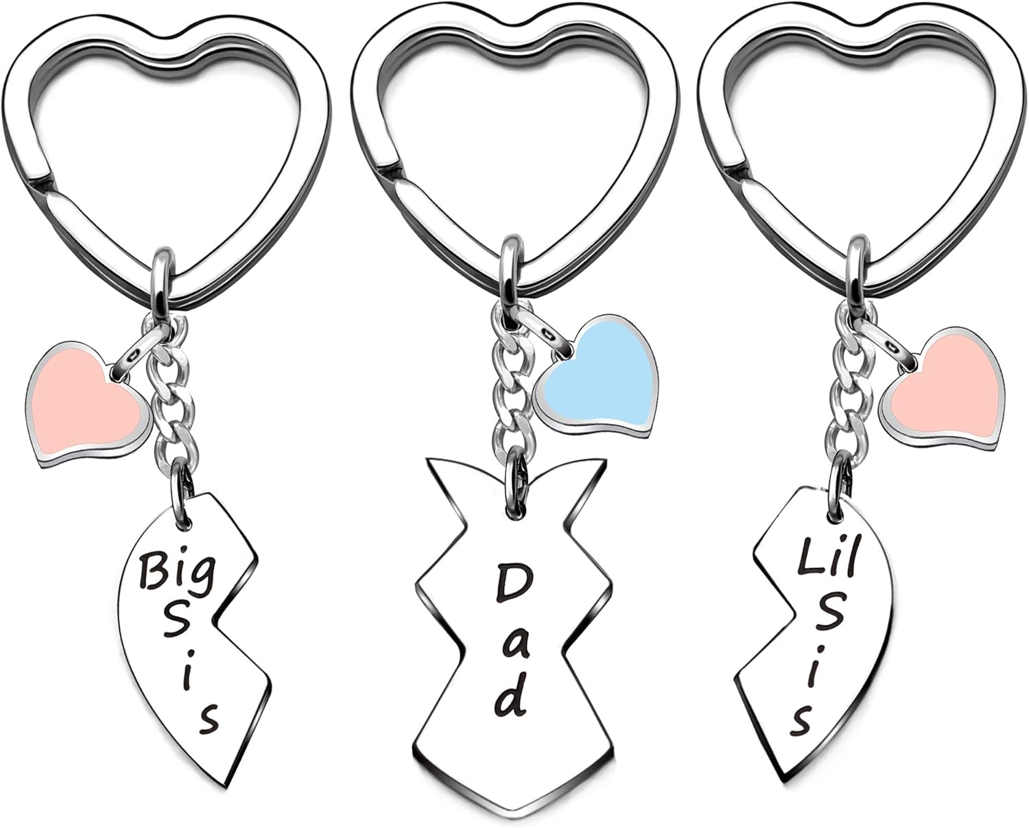 ACAROMAY 3PC Daddy Keychains Set Big Little Sis Heart Puzzle Key Chains ...