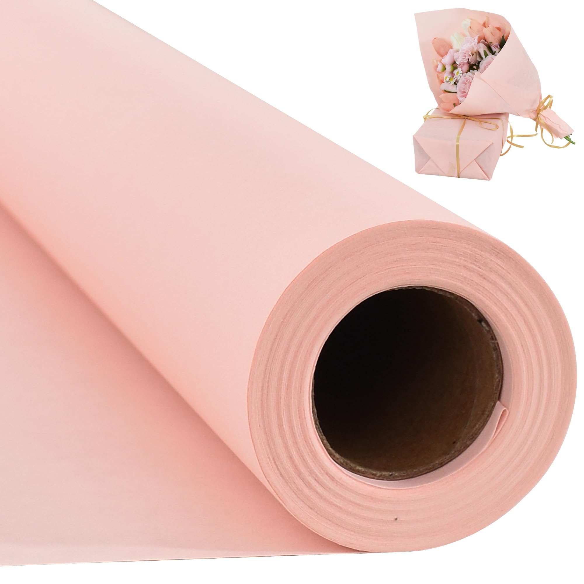 BEISHIDA Peach Pink Gift Wrapping Paper Roll, 15in X 32ft Kraft ...