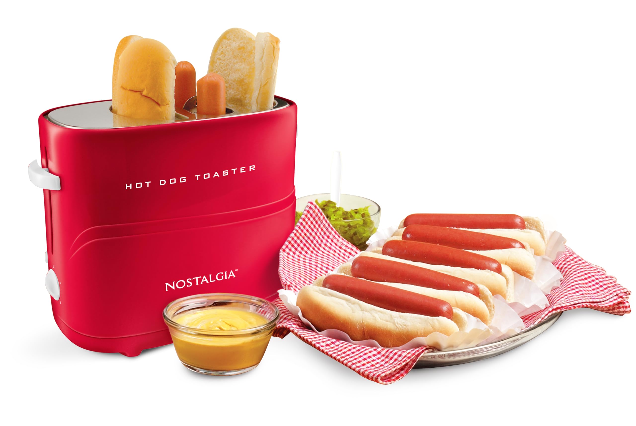 Nostalgia Retro Pop-Up Hot Dog Toaster, 2 Link and 2 Bun Capacity, With ...