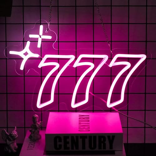 777 Neon Sign Angel Number Neon LED Sign Luck Seven Neon Lights Pink ...
