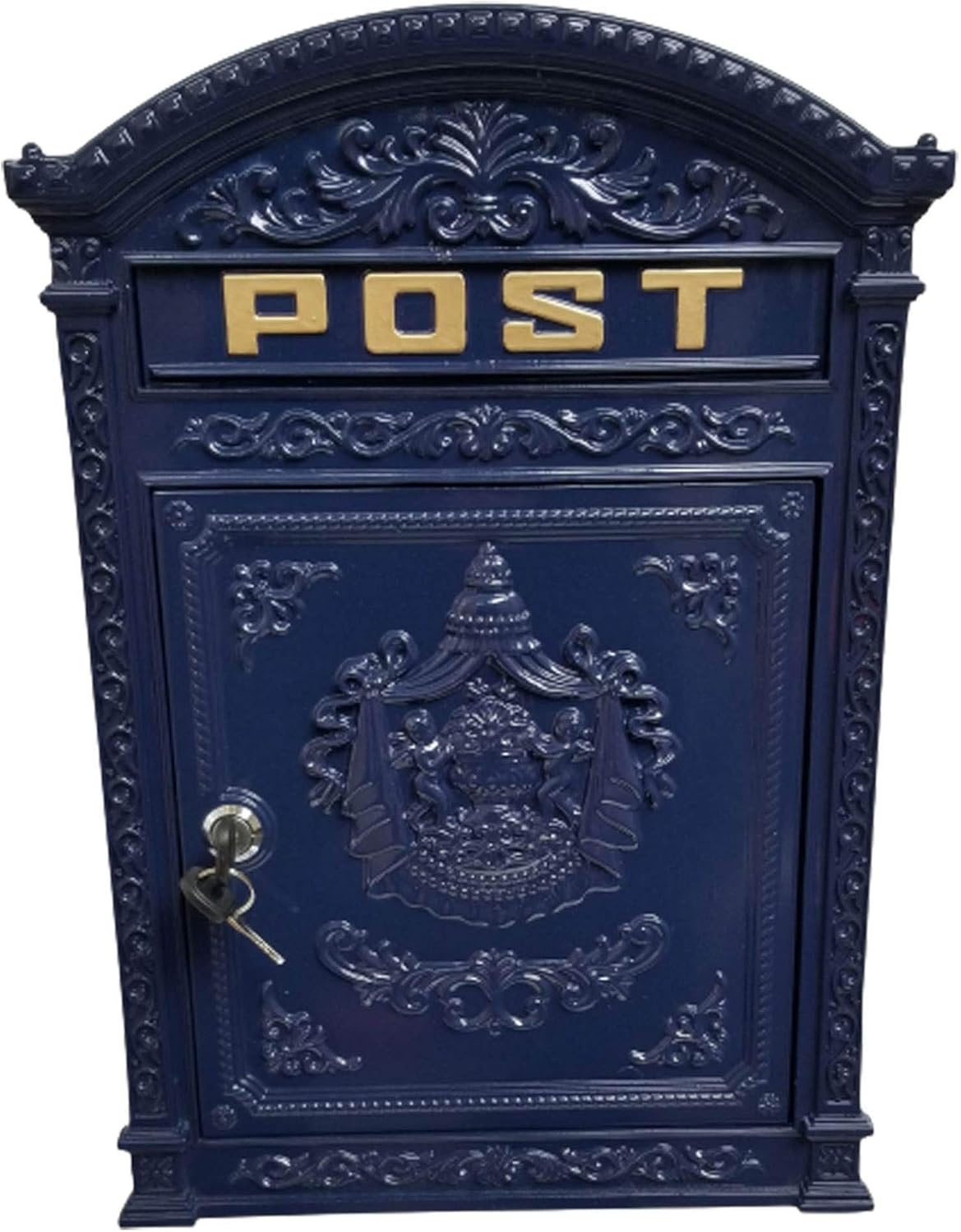 Post Box Wall Mounted Traditional Mail Letter Box – Blue – BigaMart
