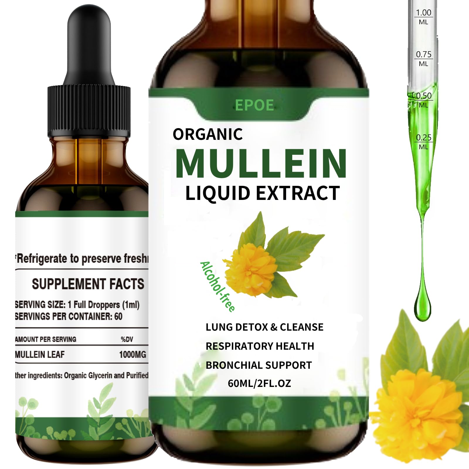 Mullein Drops for Lungs, Mullein Leaf Extract for Lungs Mullein Leaf ...