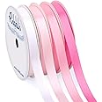 Amazon.com: Ribbli Pink Satin Ribbon 3/8 Inch x 4 Rolls Total 40 Yards ...
