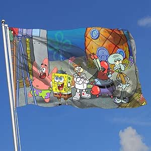LJIAQI Spongebob_Squarepants Flag 3x5 Ft Single-Sided Printed Polyester ...