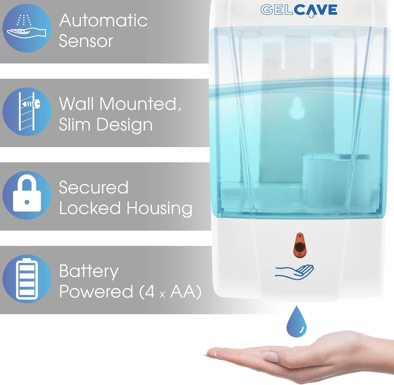 Gelcave Wall Mount Automatic Gel Dispenser for Hand Sanitiser – 700ml ...