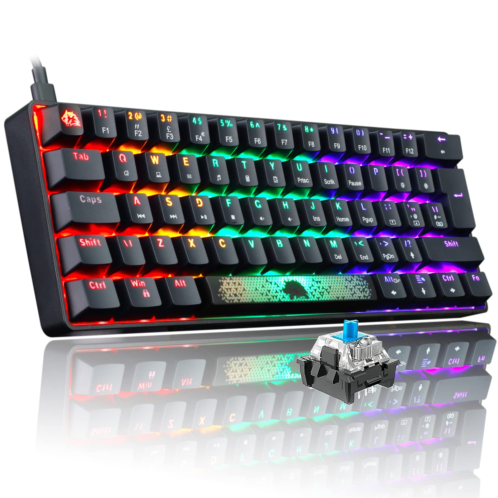Mua FELICON Portable 60% Mechanical Gaming Keyboard Type C Wired 62 ...