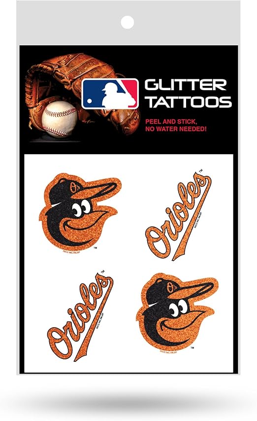 Amazon.com : MLB Baltimore Orioles Glitter Tattoo, set of 4 : Sports ...