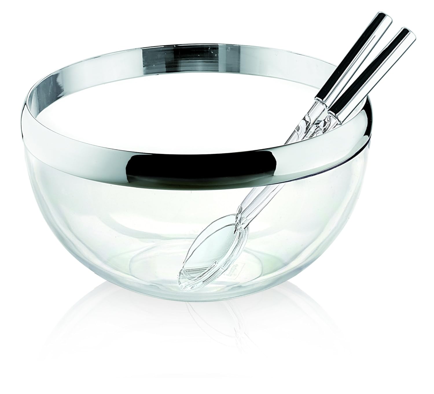 Guzzini Fratelli Look, Salatschüssel ø 24 und Besteck, SAN|ABS Chrome ...