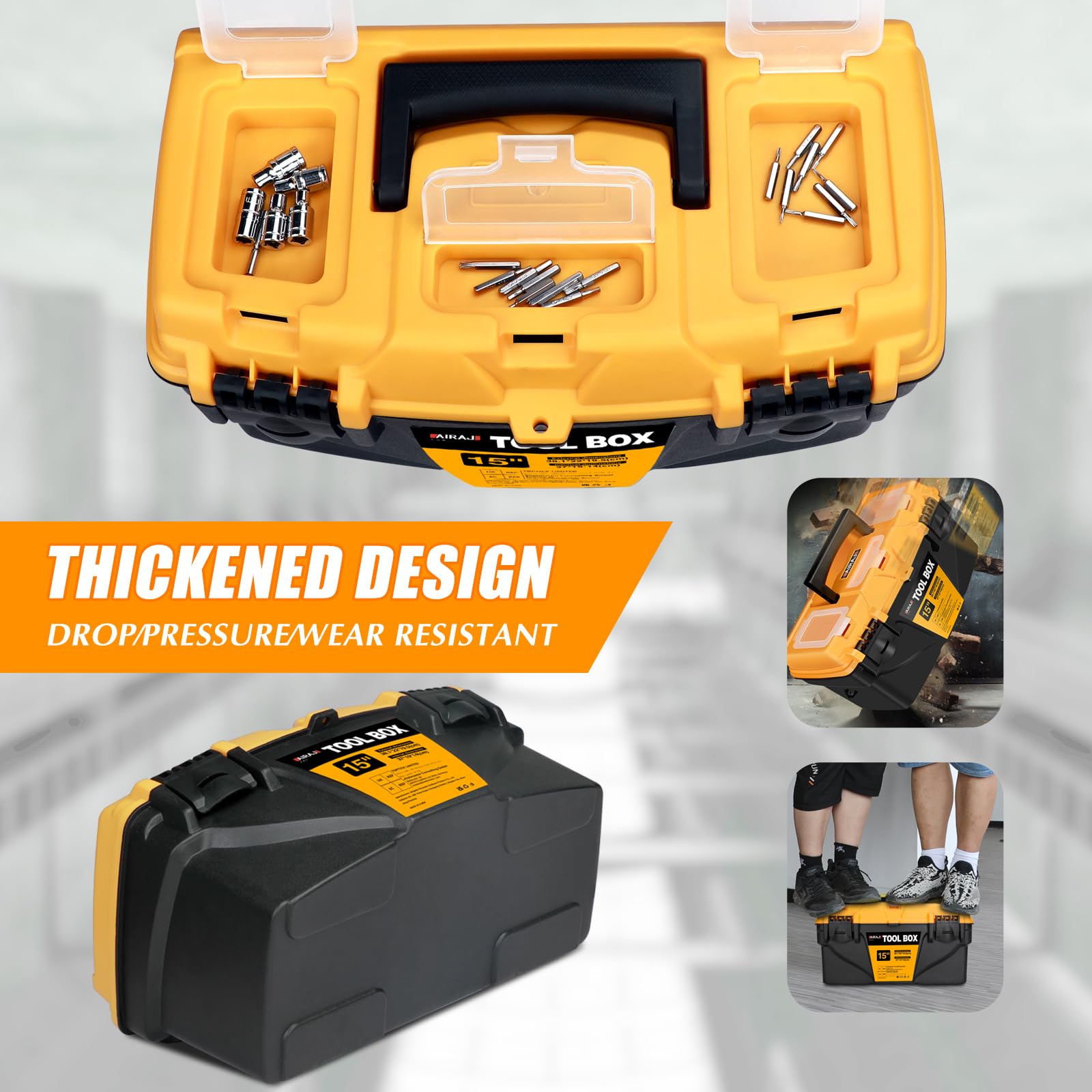 Mua AIRAJ PRO Portable Plastic Tool Boxes Set,12-inch Small Tool Box with Removable Tray & 15 ...