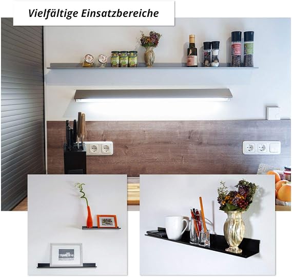 HN Wandboard, Bilderleiste, Bücherleiste, Wandregal aus Metall, Länge ...