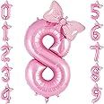 Amazon.com: Bow Pink Number 8 Balloon, 40 Inch Large Foil Number ...
