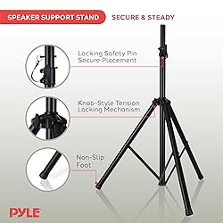 Pyle Universal Speaker Stand Mount Holder Heavy Duty Tripod W/ Adjustable Height From 40” To 71 ...