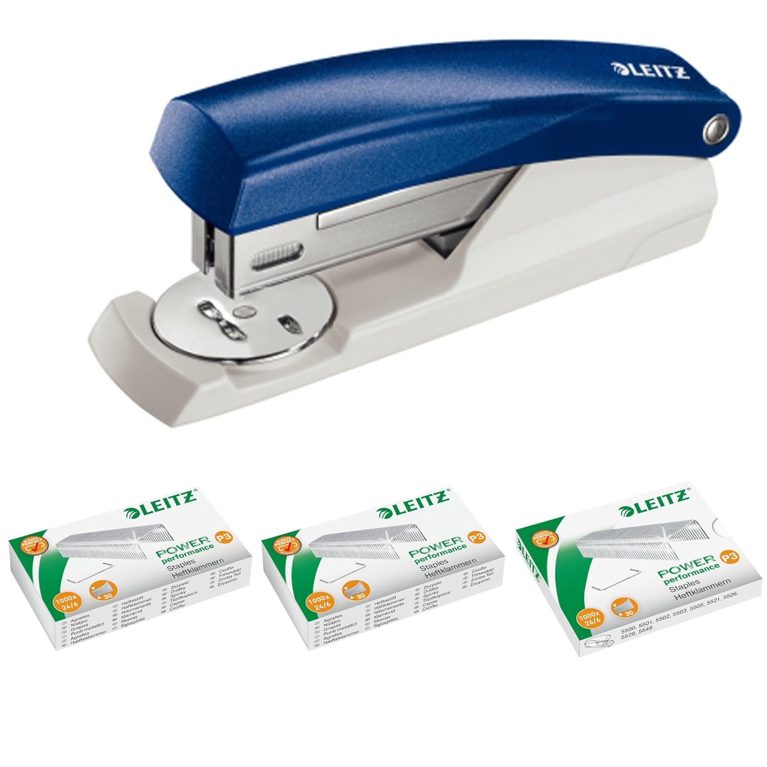 Leitz NeXXt Series 5501 Small Office Stapler, 25 Sheets (Blue with 3000 ...
