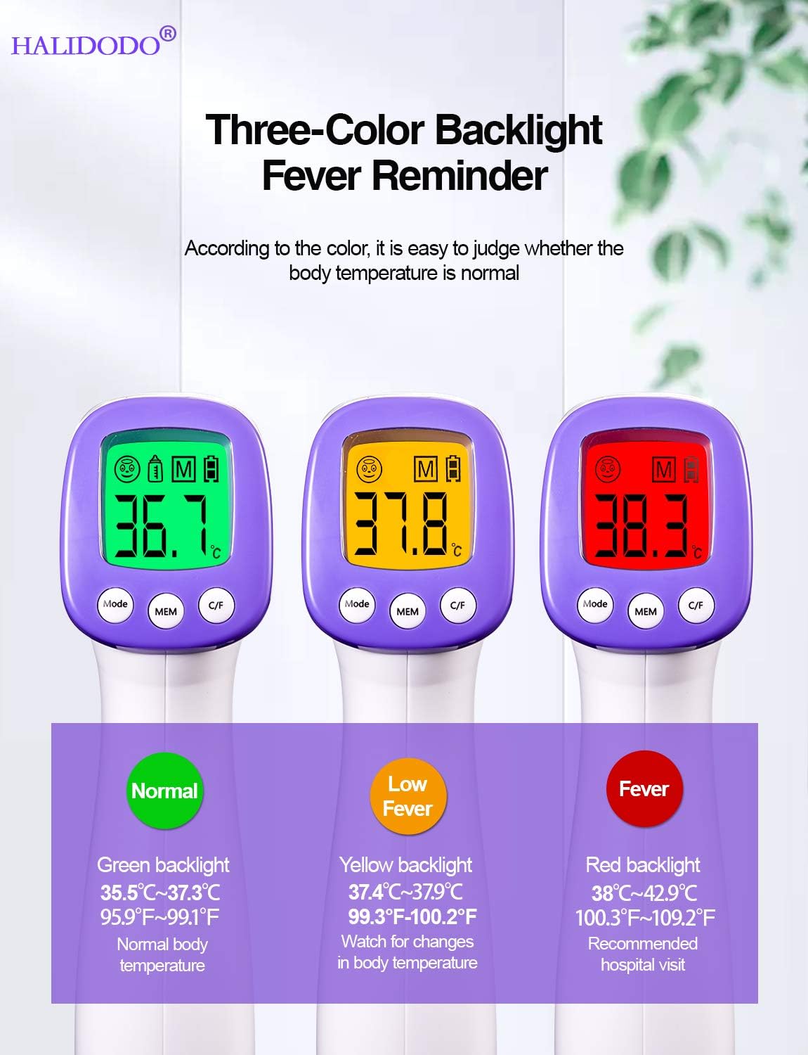 HALIDODO Infrared Thermometer, Non-Contact Infrared Forehead ...