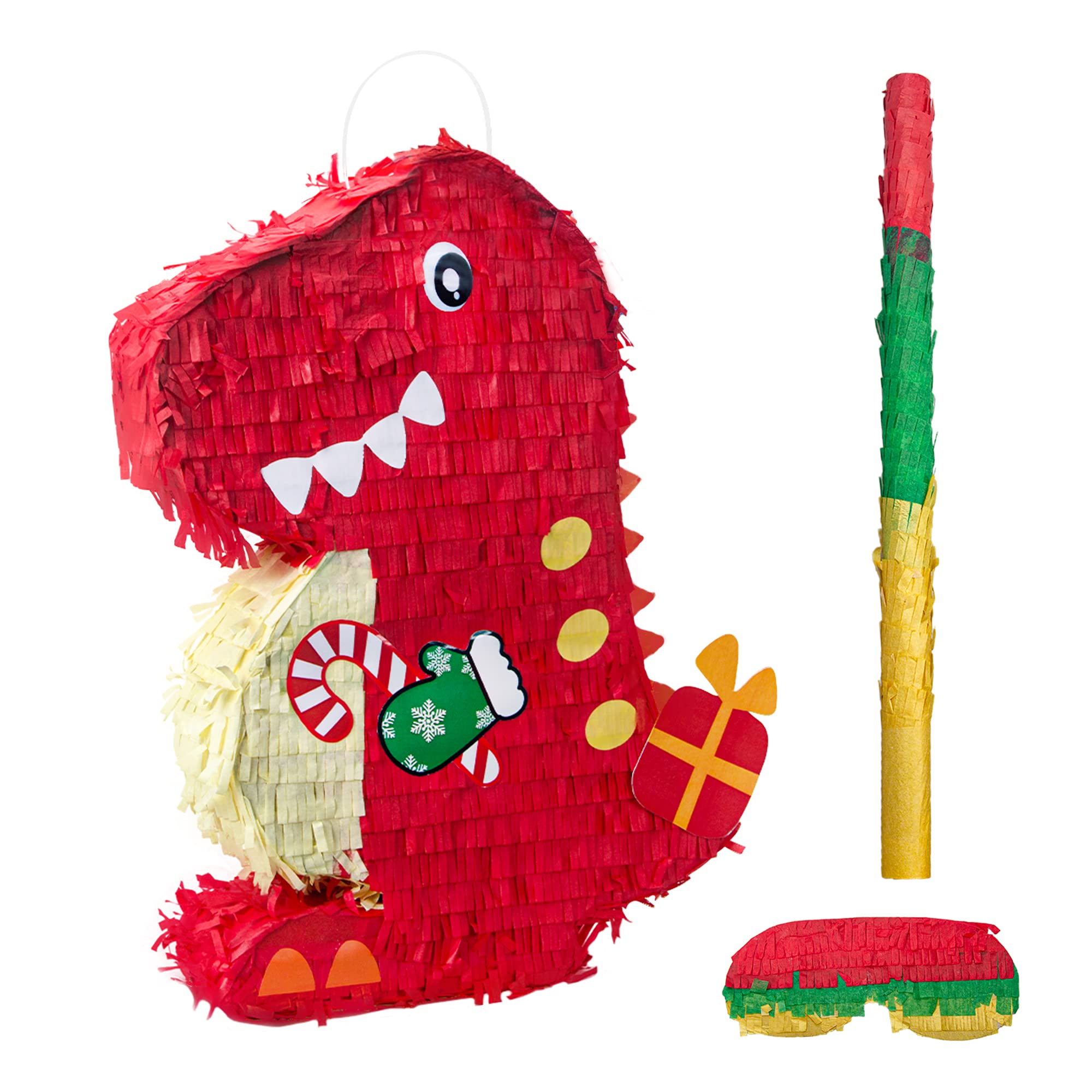 Dinosaur Pinata, Red Dinosaur Pinata Bundle with a Blindfold &Bat for ...