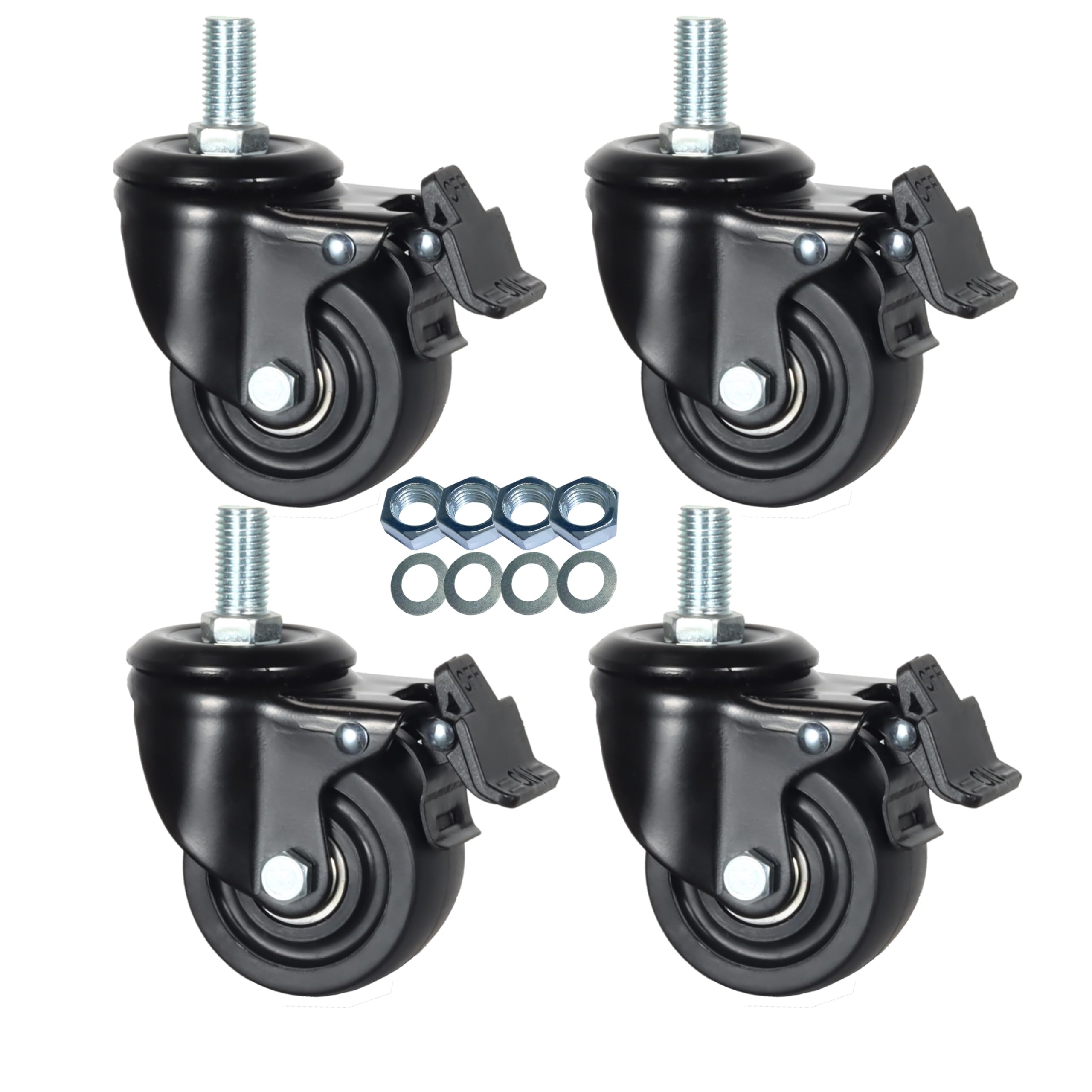 Heavy Duty Casters, M16x30mm Stem Casters Low Gravity Center Swivel ...