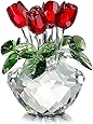 H&D Deko-Blumenstrauß aus Kristallglas rote Rosen mit Geschenkbox ...