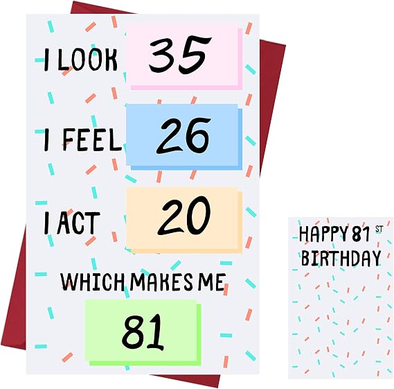 Funny 81st Birthday Cards For Women Or Men For Friends