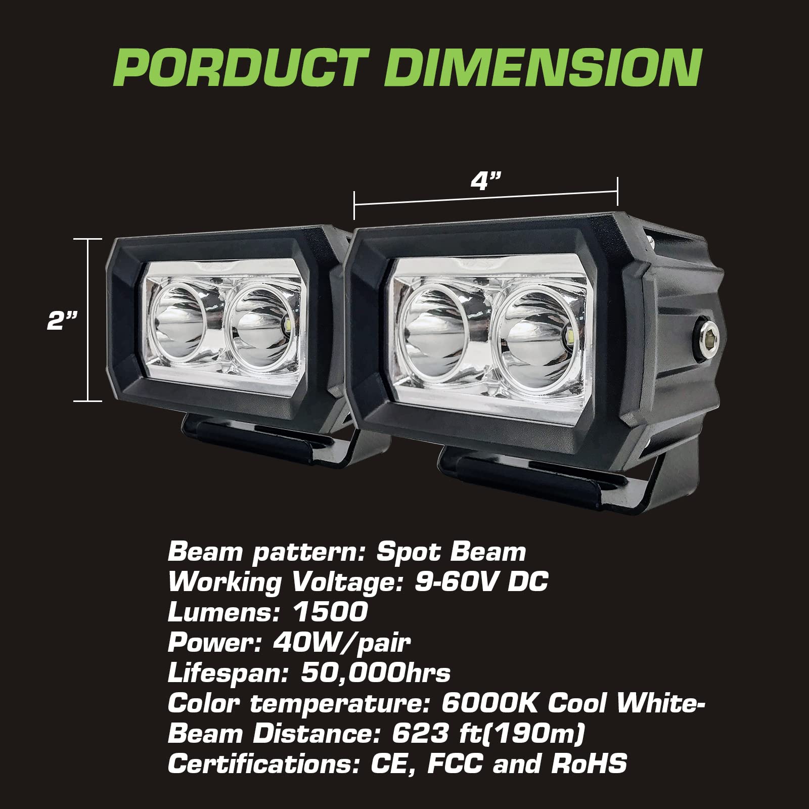 Mua EVERGEAR LED Pods, 4 Inch Motorcycle Led Pods, 20W Led Golf Cart ...