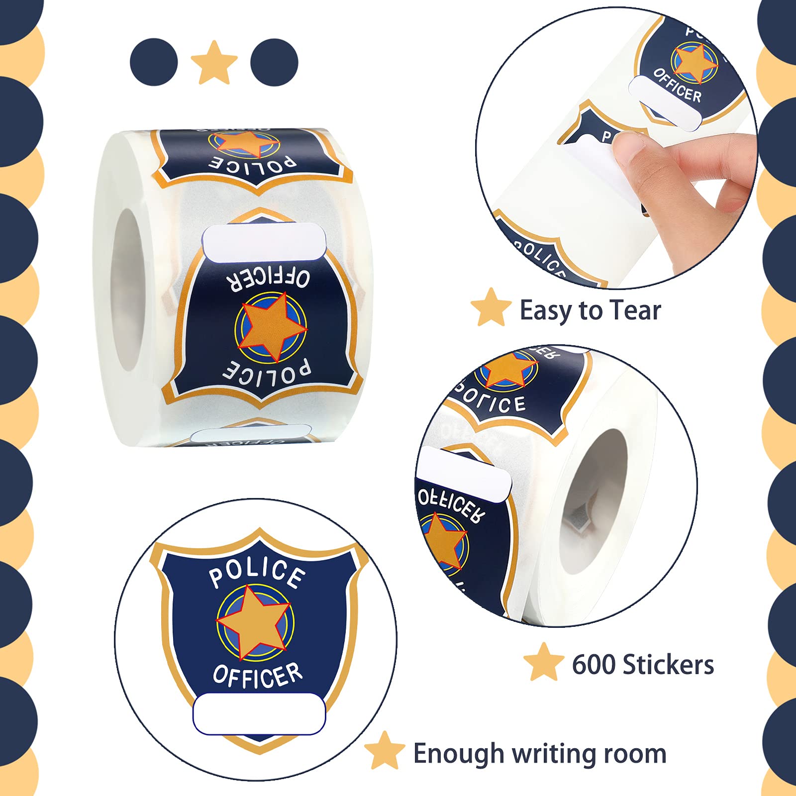 Mua Zonon 600 Pieces Police Stickers for Kids Badge Stickers Name Tag ...