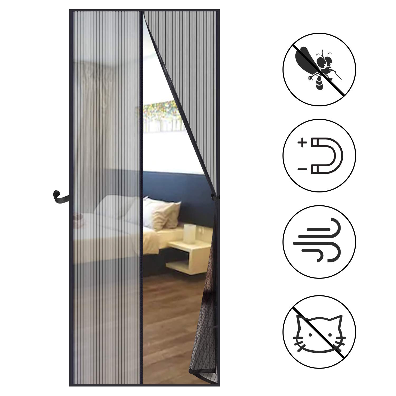 MEEO 90 x 210 cm Fliegengitter Tür Moskitonetz，Magnet Moskitonetze für ...