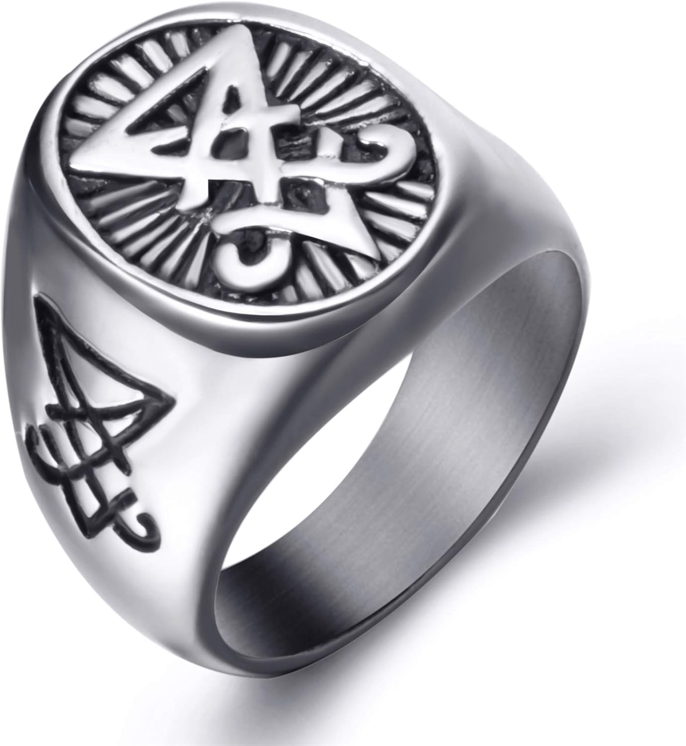 Elfasio Sigil of Lucifer Rings for Men Satanic Satan Demon Devil Symbol ...